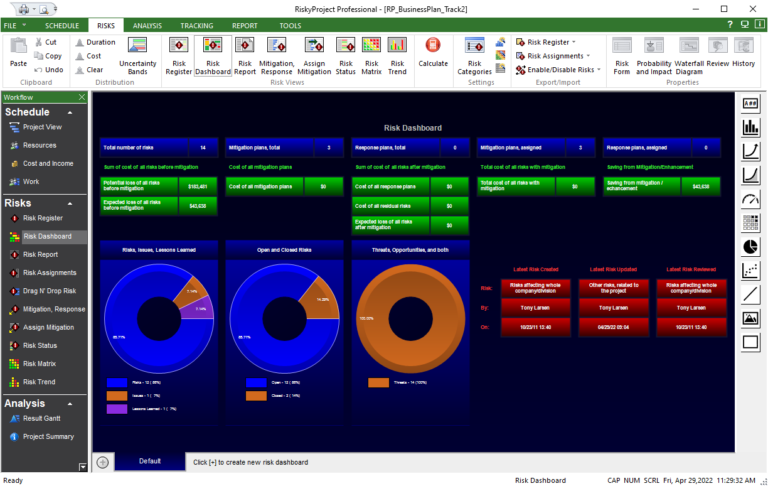 RiskyProject Professional: Project Risk Management and Analysis software