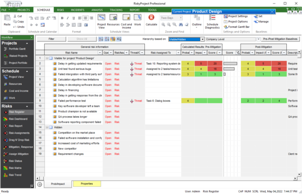 RiskyProject Enterprise - Project and Portfolio Risk Management Software